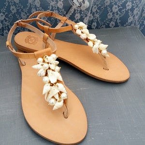 Beach Wedding Seashells Decorated Sandals, Summer Sandals, Cowrie ...