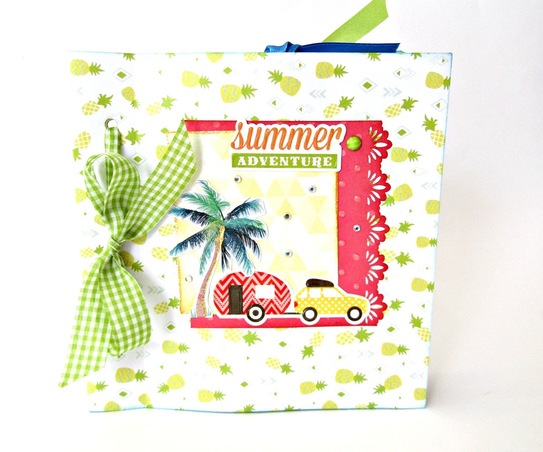 Summer Mini Album, Camper Van Scrapbook Album, Camping Scrapbook Album ...