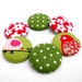 Red Floral Buttons Covered Fabric Buttons Sewing Buttons green Fabric ...
