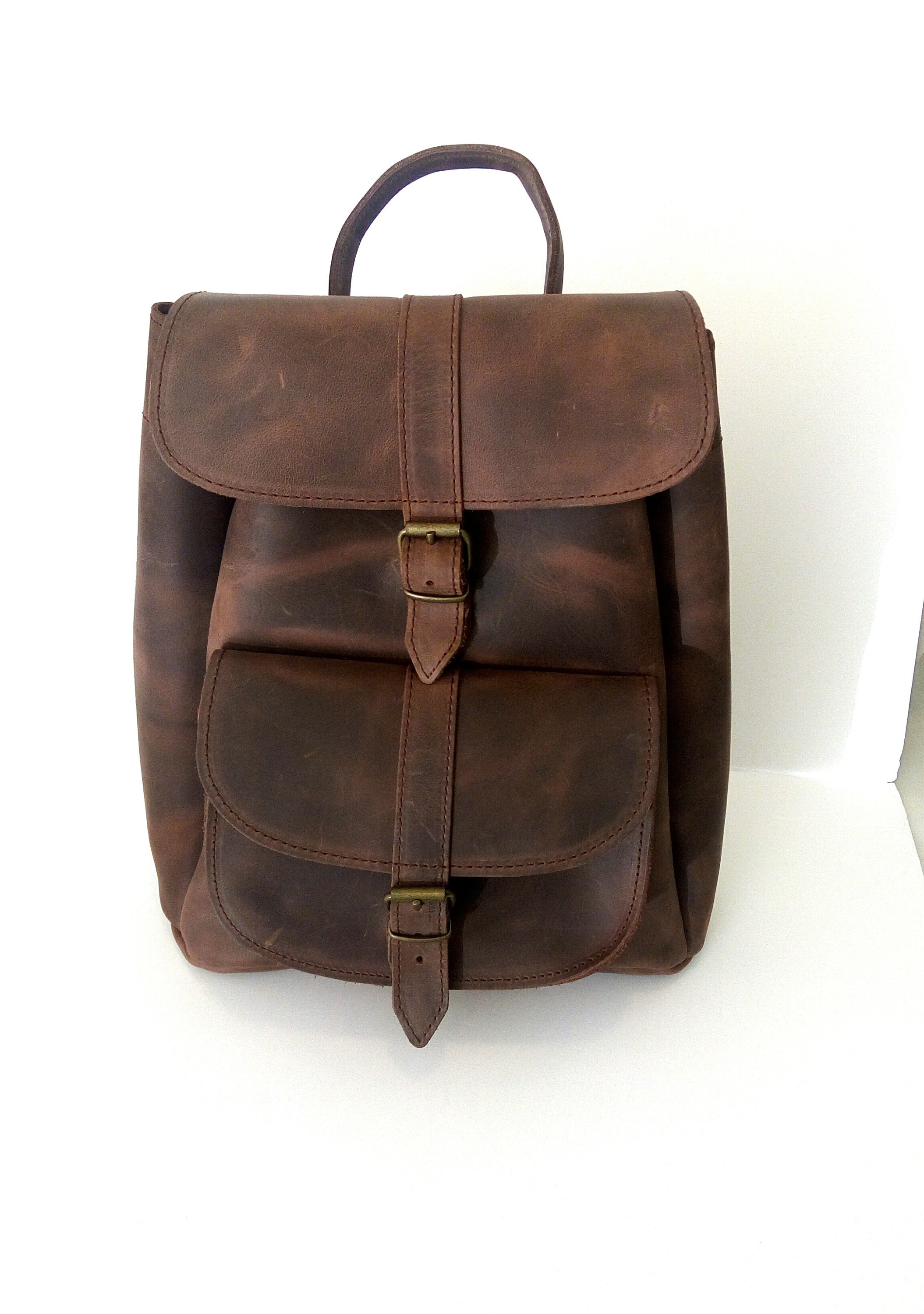 Brown leather backpack, Leather bag, School backpack, Greek leather bag ...