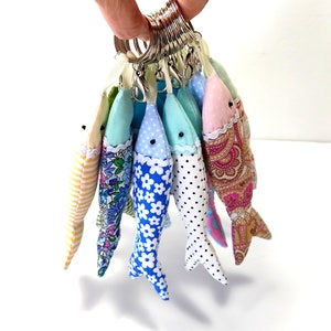 Sardine Fish Keychain, Handmade Cotton Keychain, Unique Fabric Keyring ...