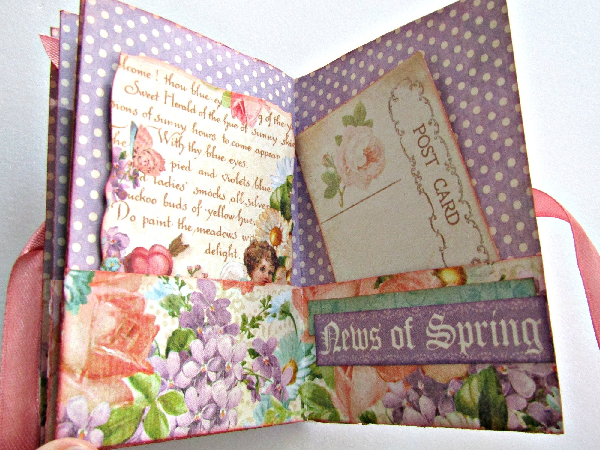 Romantic mini album, Floral album, Scrapbook mini album, Spring mini ...