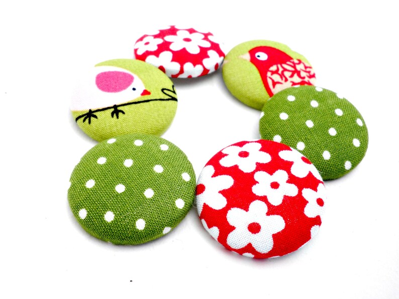 Red Floral Buttons Covered Fabric Buttons Sewing Buttons - Etsy