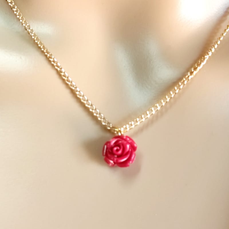 Red Rose Necklace - Etsy