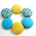Blue Yellow Cover Buttons ,fabric Covered Buttons, Blue Fabric Buttons ...