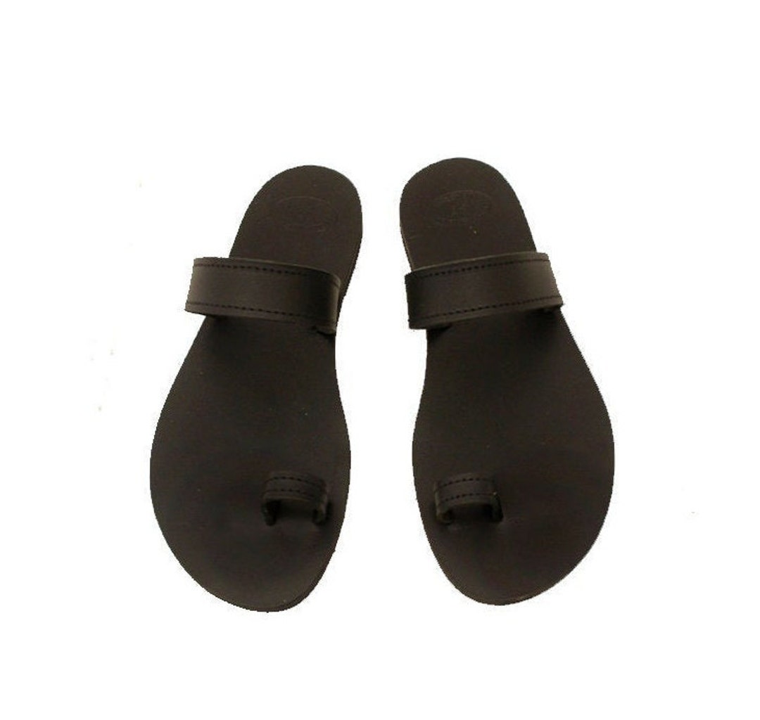 Black Toe Ring Sandals Greek Leather Sandals Toe Ring Sandals Ancient ...