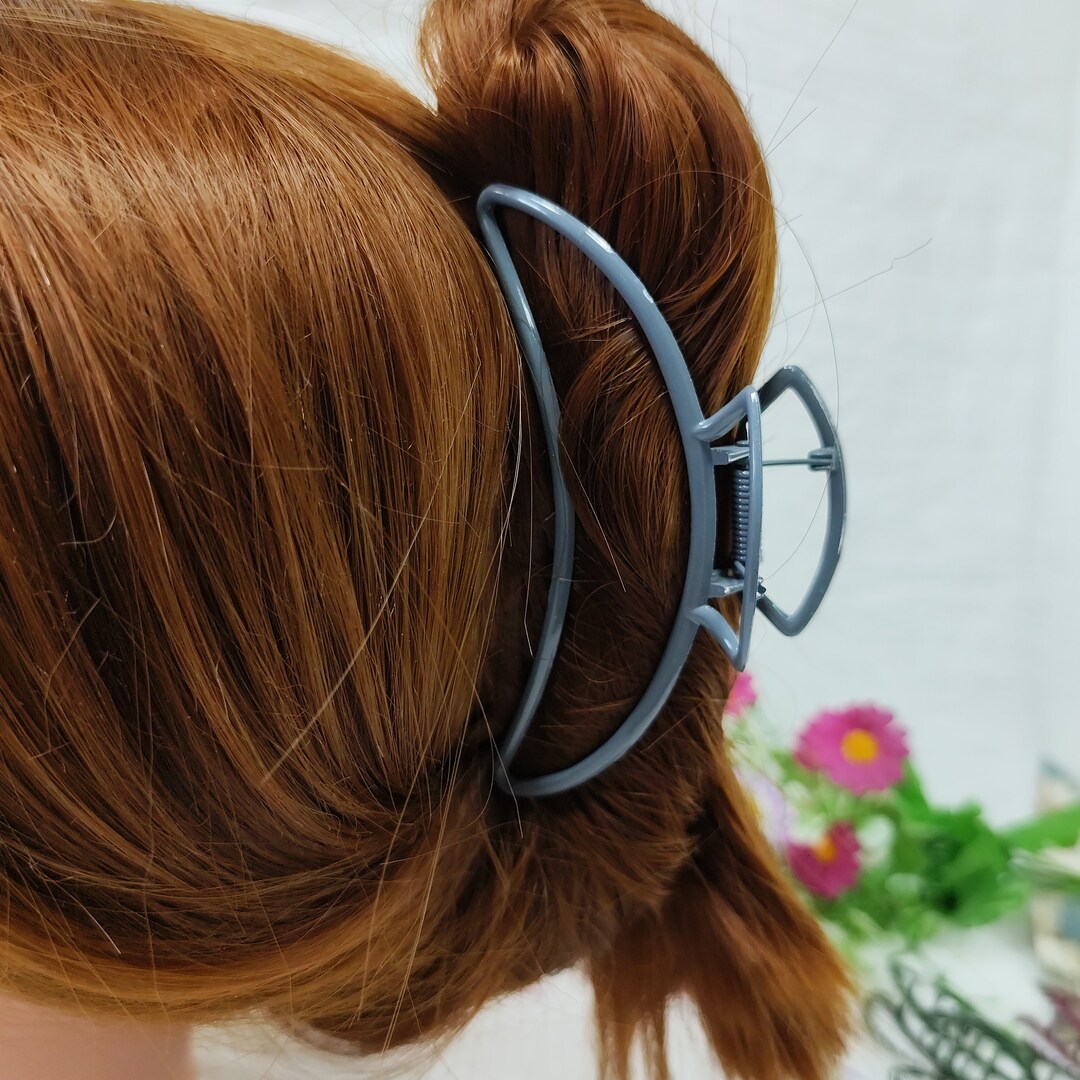 Minimalist Skeleton Half Moon Metallic Large Hair Claw Clip 11 Cm ...