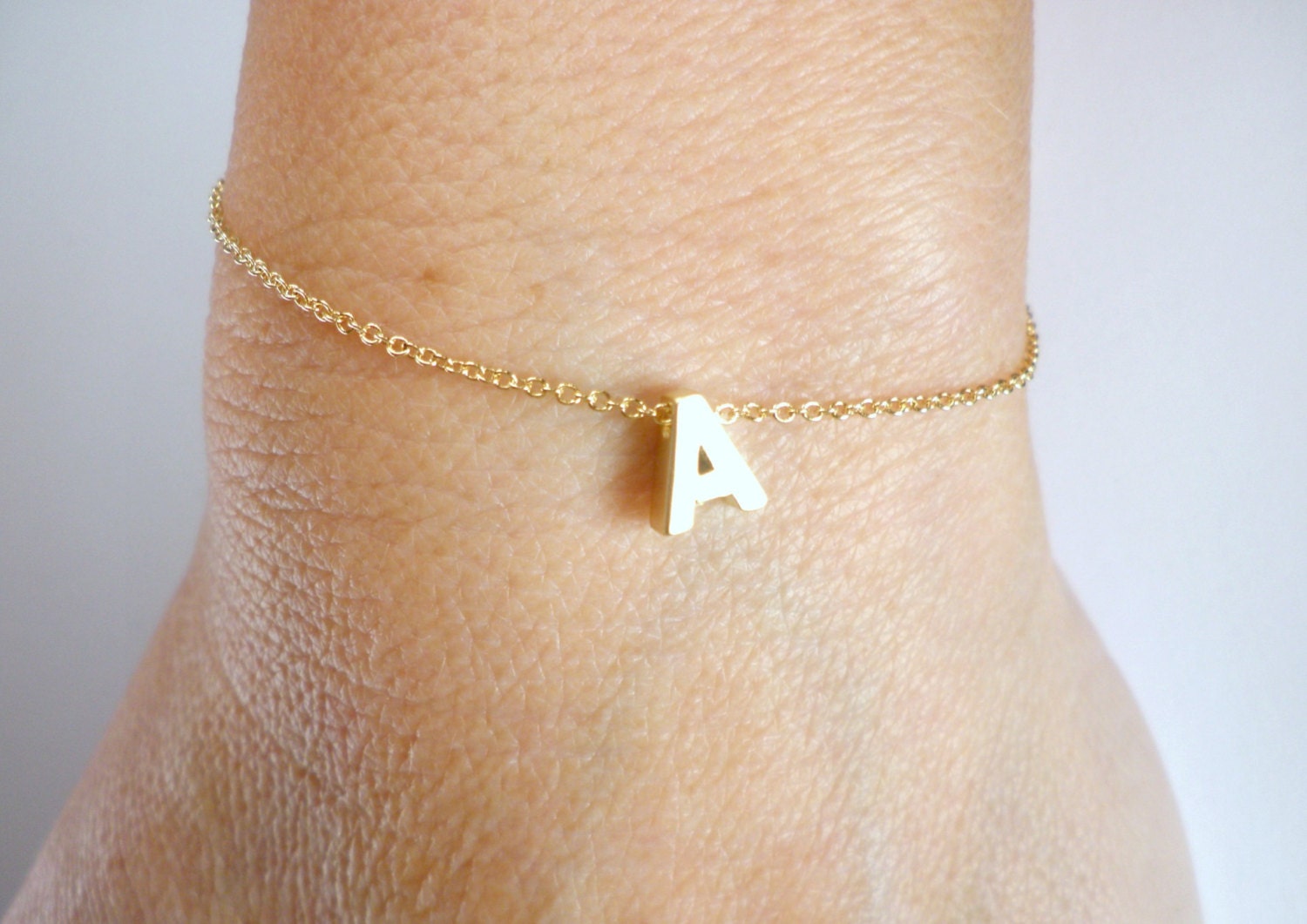 Personalized Initial letter turquoise bead bracelet, Tiny initial ...