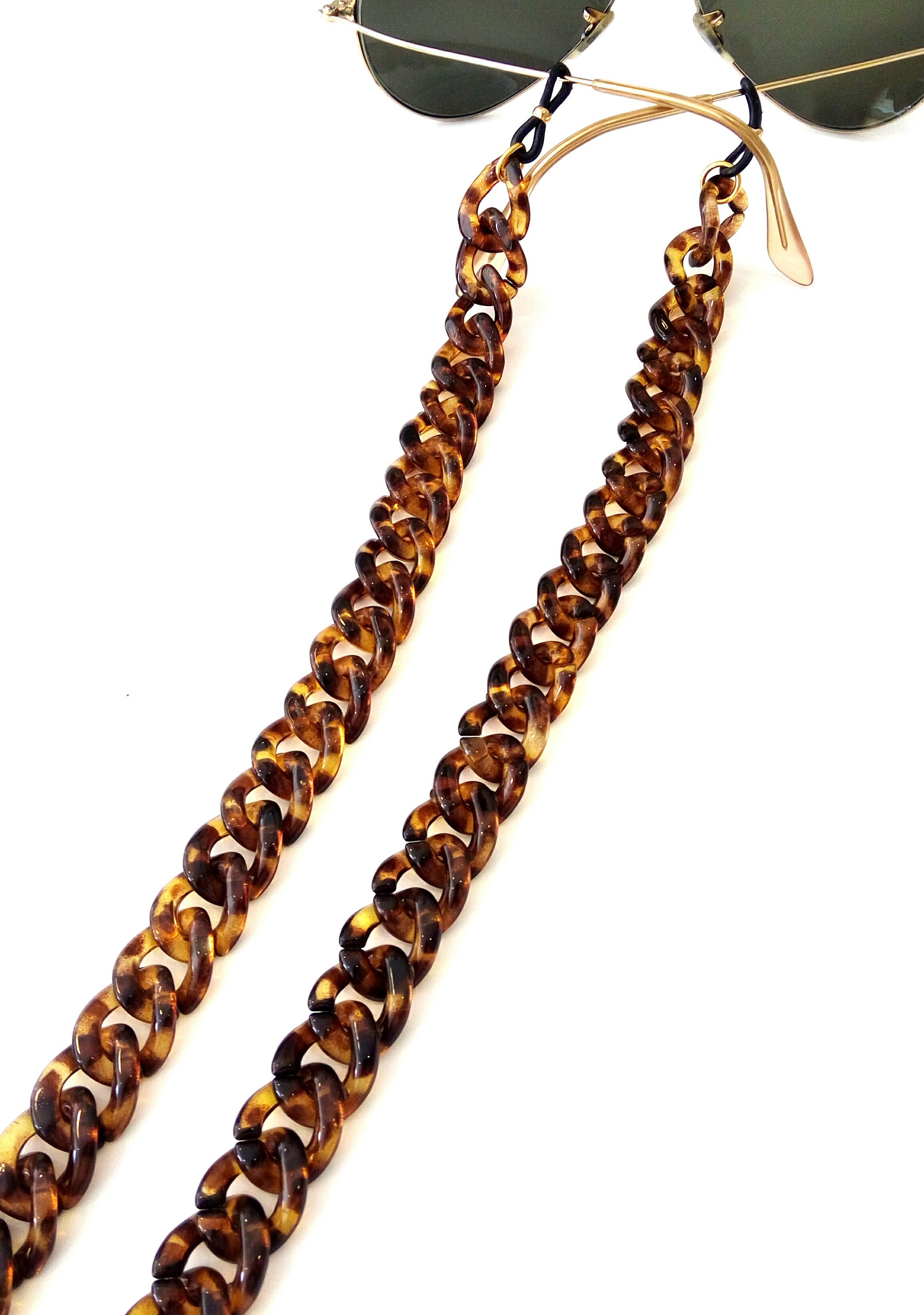 Sunglasses tortoise shell chain, Eyeglass chain, Flat tortoise ...