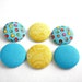Blue Yellow Cover Buttons ,fabric Covered Buttons, Blue Fabric Buttons ...