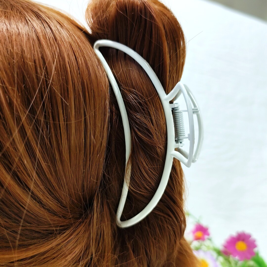 Minimalist Skeleton Half Moon Metallic Large Hair Claw Clip 11 Cm ...