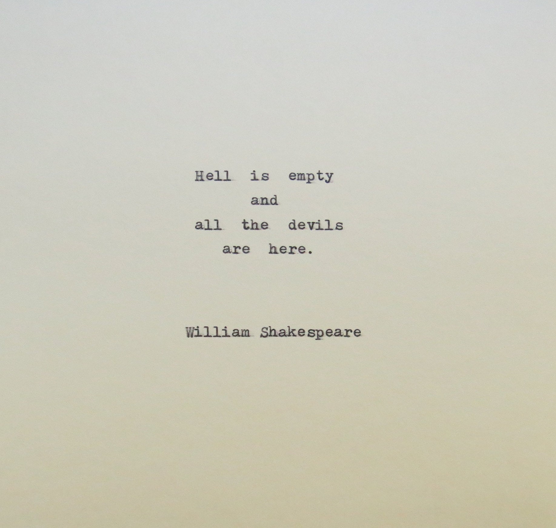 Shakespeare Devils & Hell Quote Typed on Typewriter | Etsy