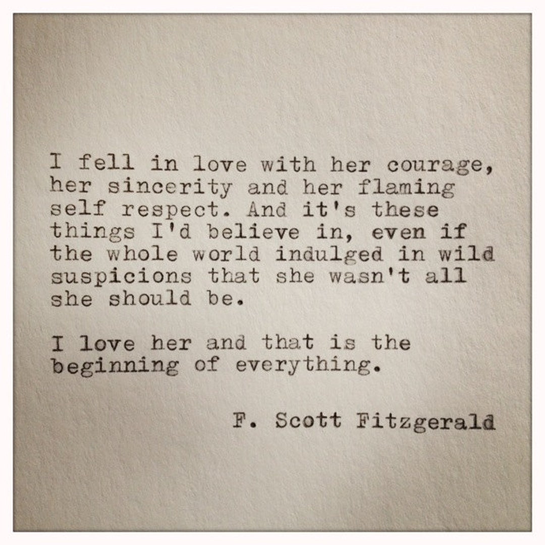 F. Scott Fitzgerald Typewriter Quote on LOVE / Handtyped Quote ...