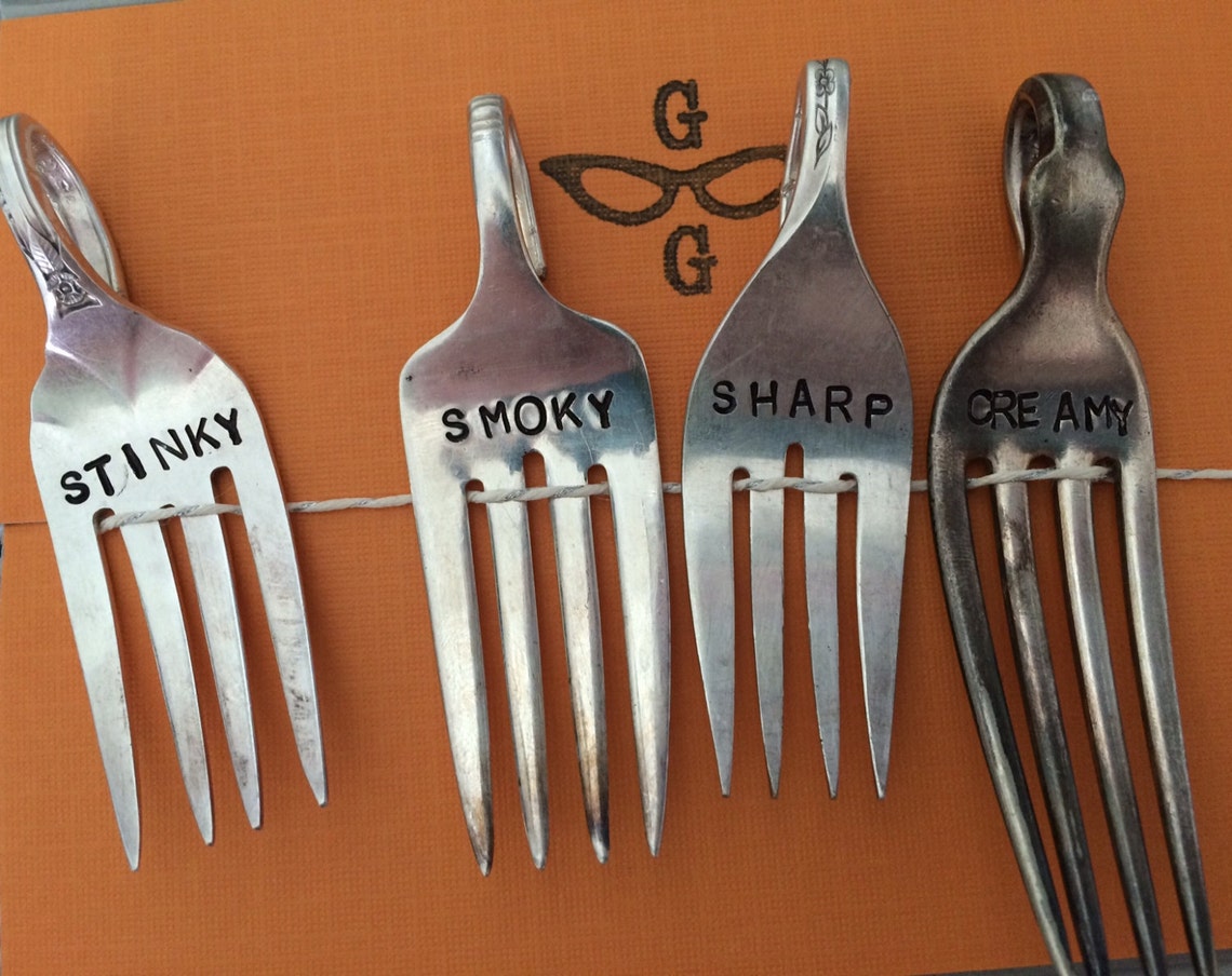 Set of 4 Silver Plated Fork Cheese Markers - Etsy