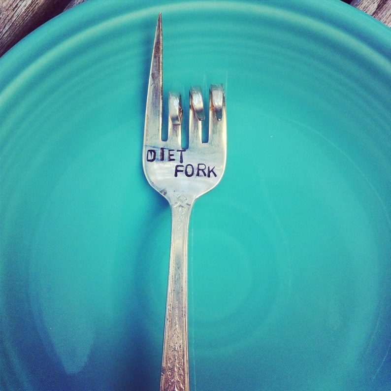 Diet Fork-hand-stamped Vintage Fork - Etsy