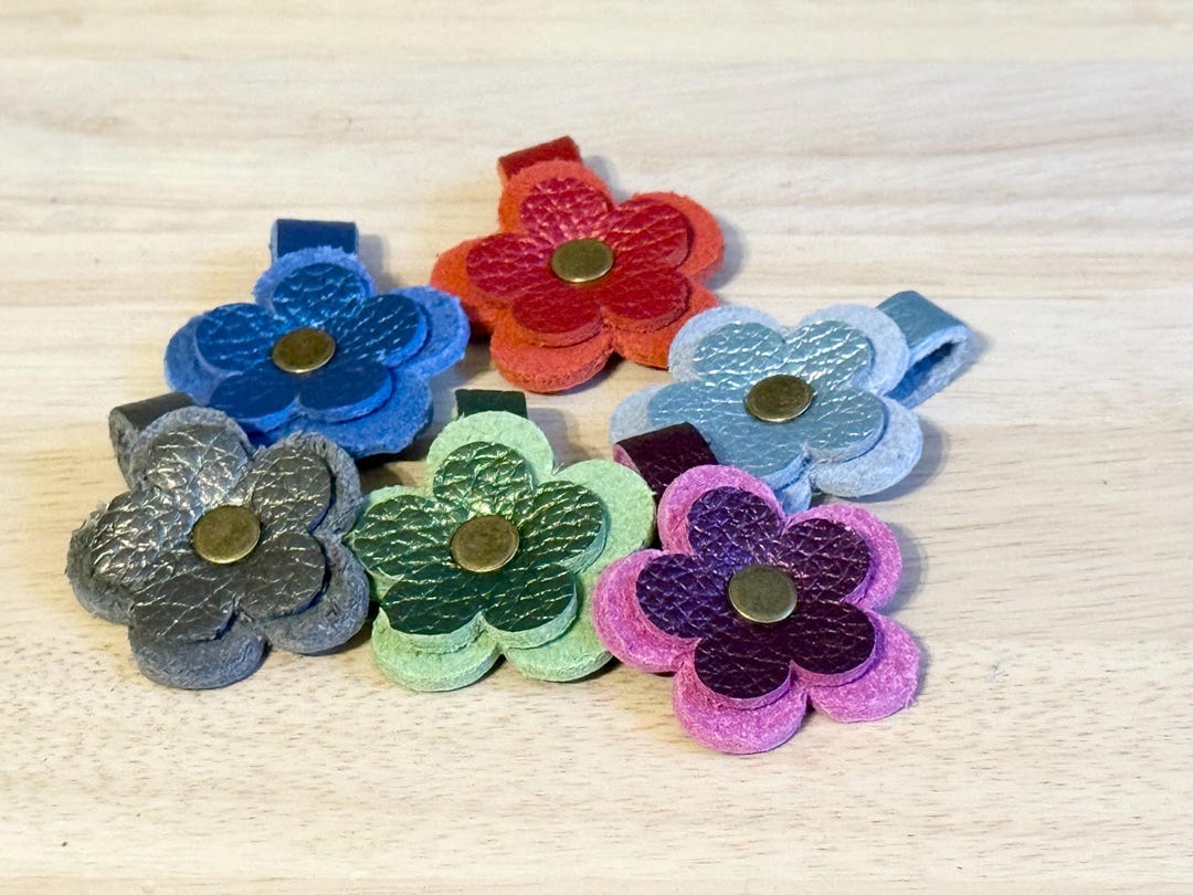 METALLIC INSIDE OUT Leather Mini Flower Made From Portland Leather ...