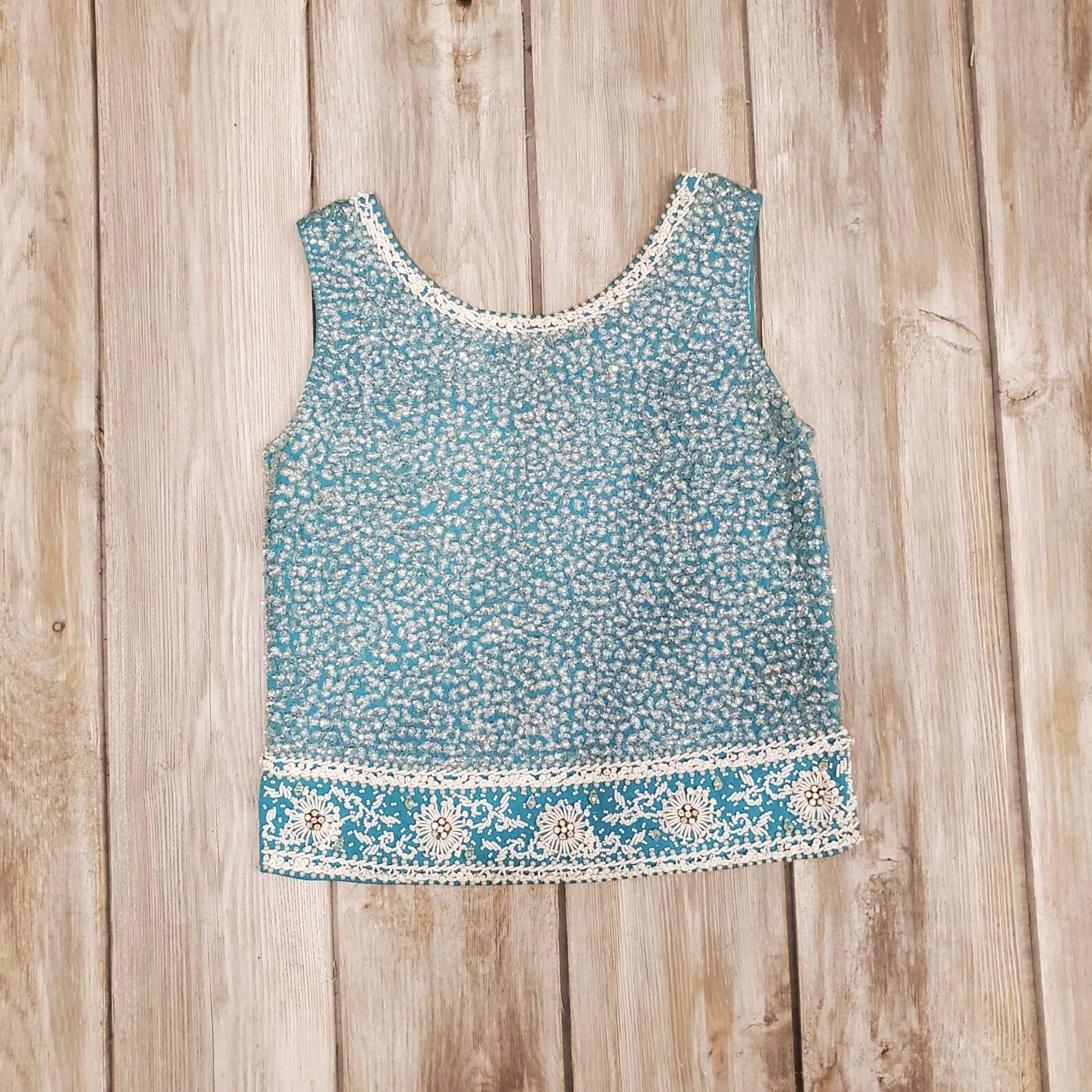 RARE Beaded Sequin Wool Top by Diane Imports Wool Beaded Top Vintage ...