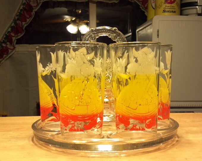 1940 S 7 Piece RETRO Dutch Girl 8 Oz Glasses & Glass Holding Caddy - Etsy