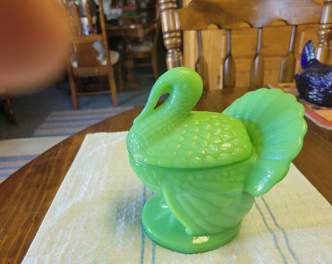 Mosser Glass Jadeite Turkey Figure - Etsy