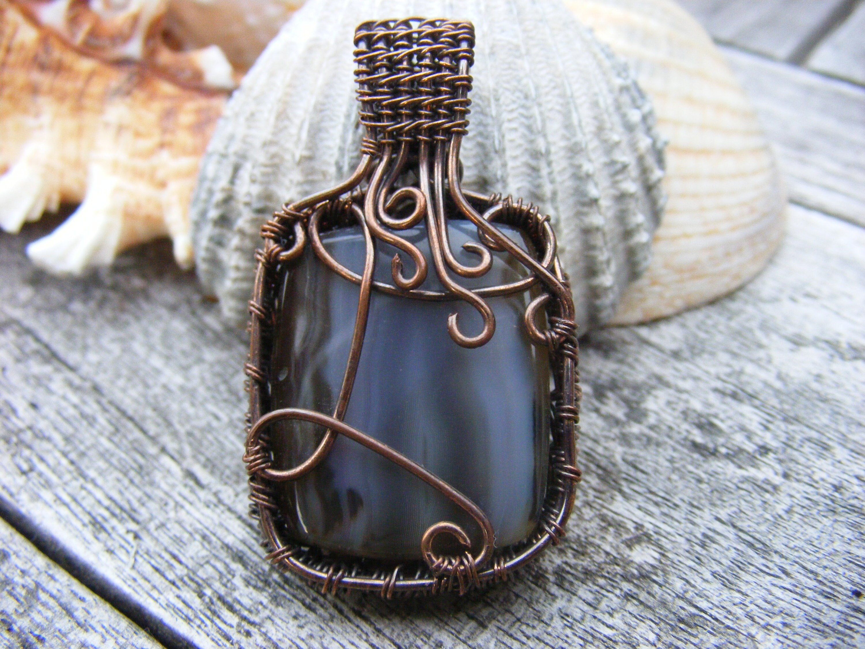 Wire wrapped botswana agate pendant square agate necklace | Etsy