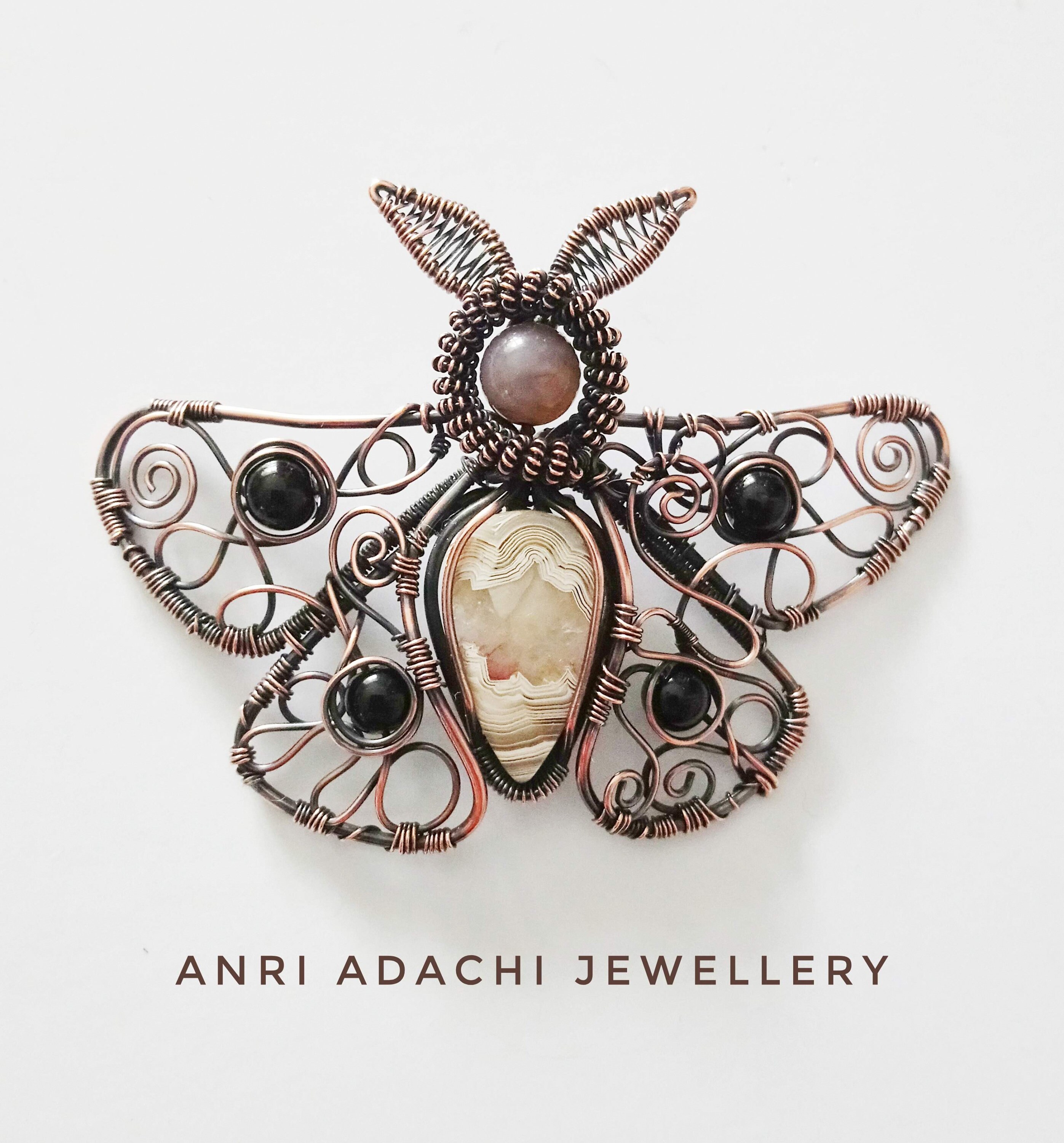 Wire Wrapped Emperor Moth Brooch or Hair Pin With Crazy Lace - Etsy