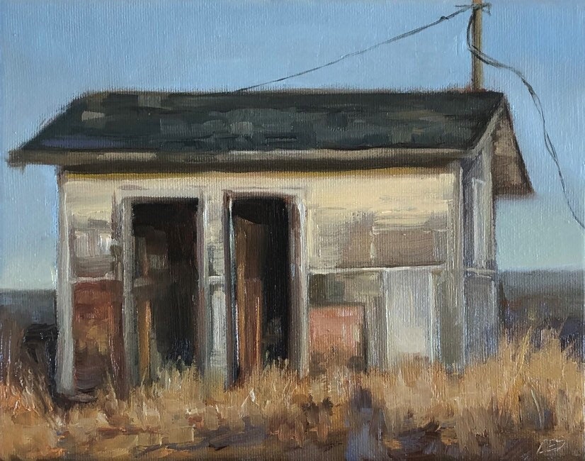 Art & Collectibles Painting Oil Field Landscape Old Shack Painting 9x7 ...