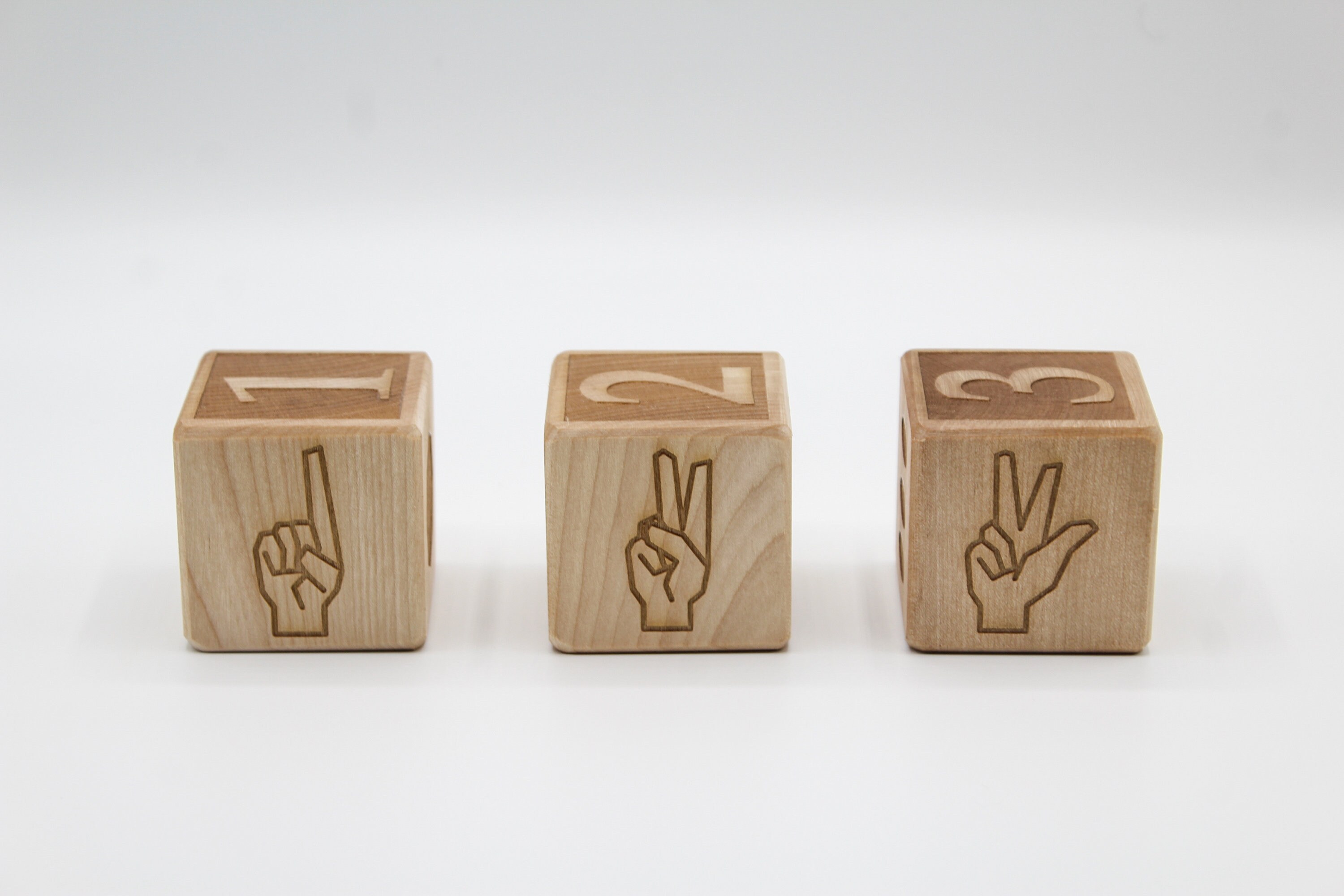 Wood Number Block Set With American Sign Language - Etsy