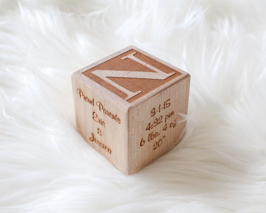 Personalized Wood Baby Birth Block - Etsy