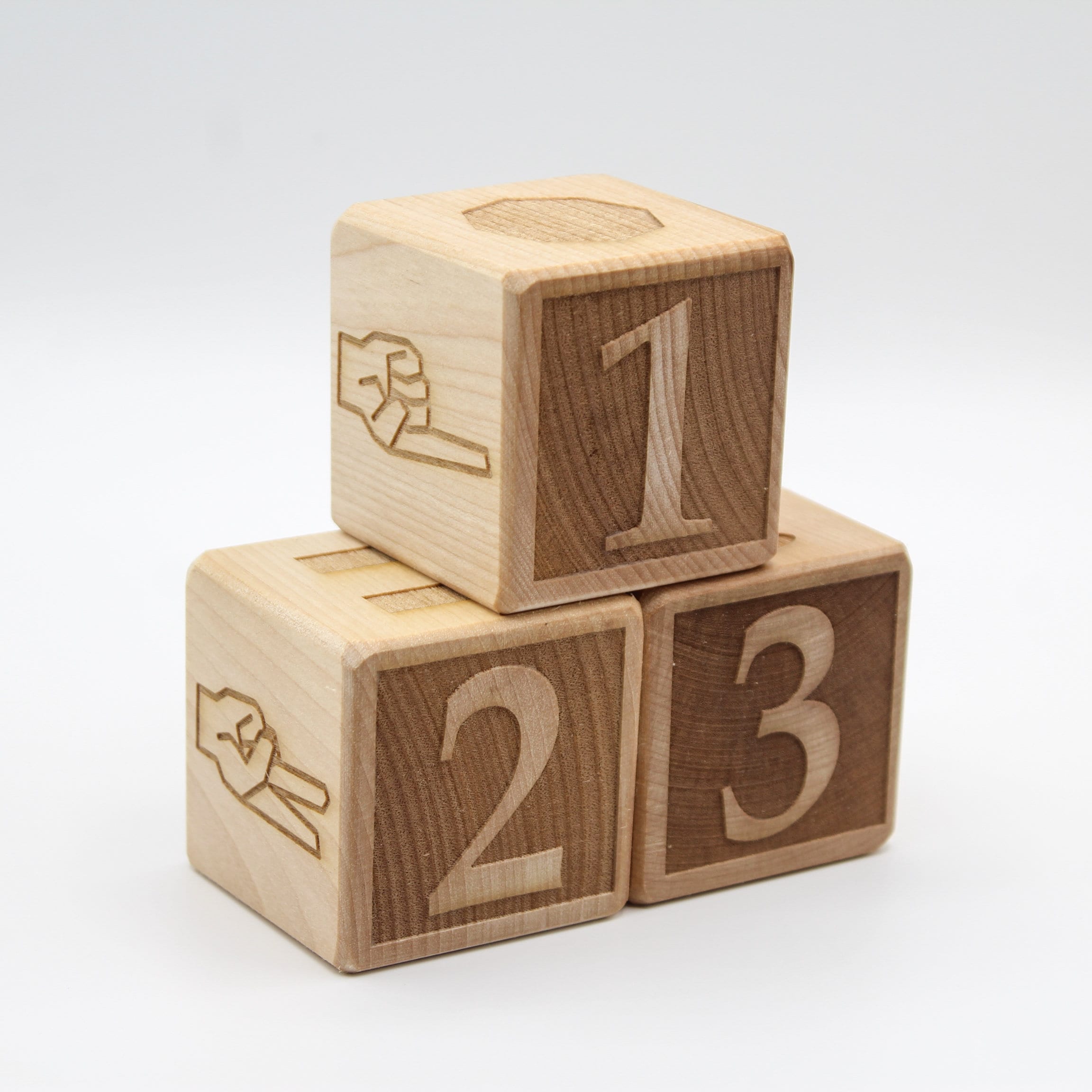 Wood Number Block Set with American Sign Language | Etsy