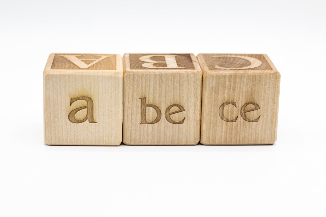 Wood Alphabet Block Set With Spanish - Etsy