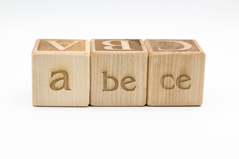 Wood Alphabet Block Set With Spanish - Etsy