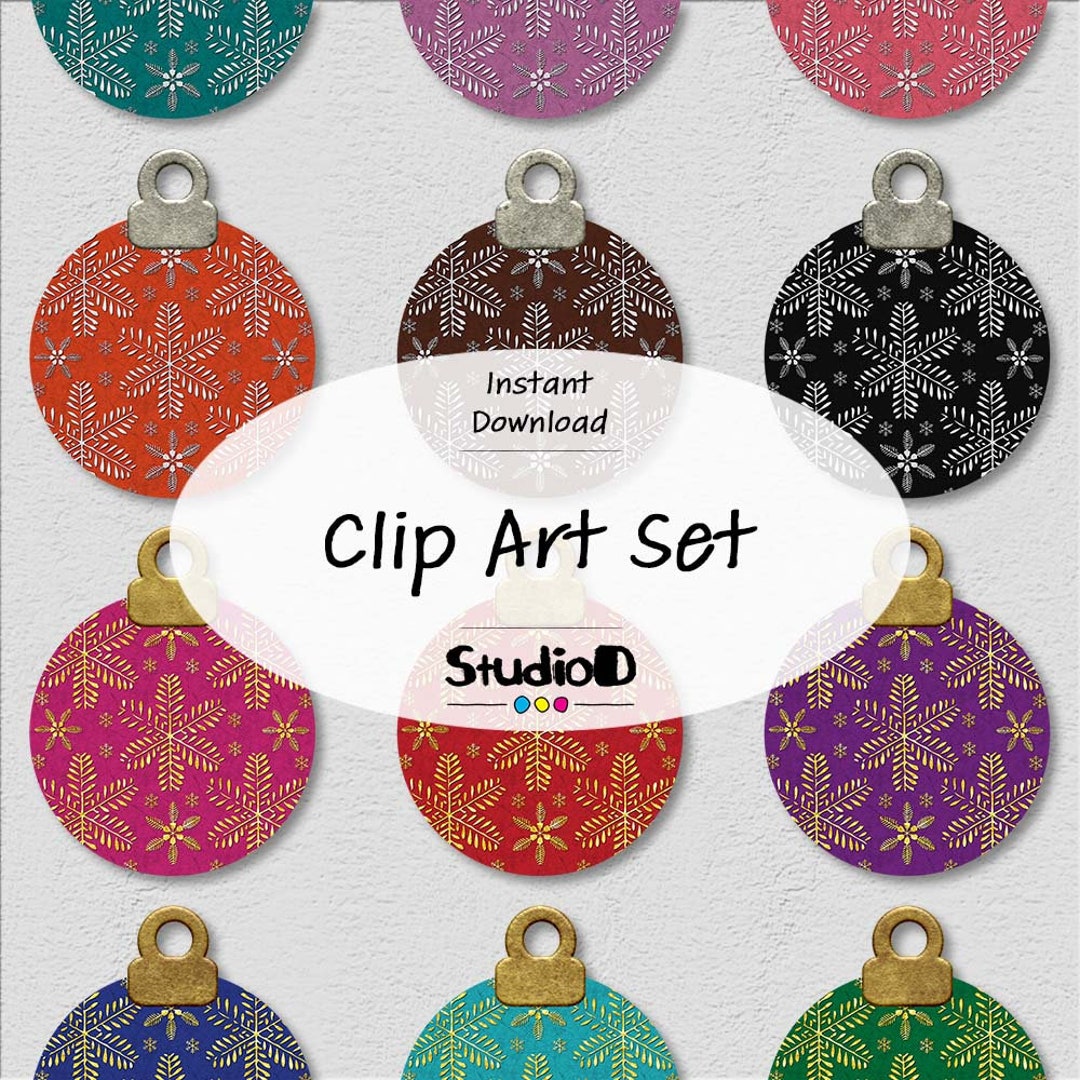 Christmas Ornament Clip Art Set Christmas Printables Silver - Etsy
