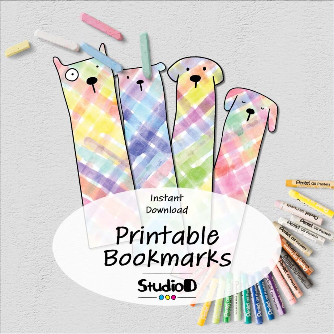 Printable Dog Bookmarks Cute Puppies Watercolor Bookmarks - Etsy
