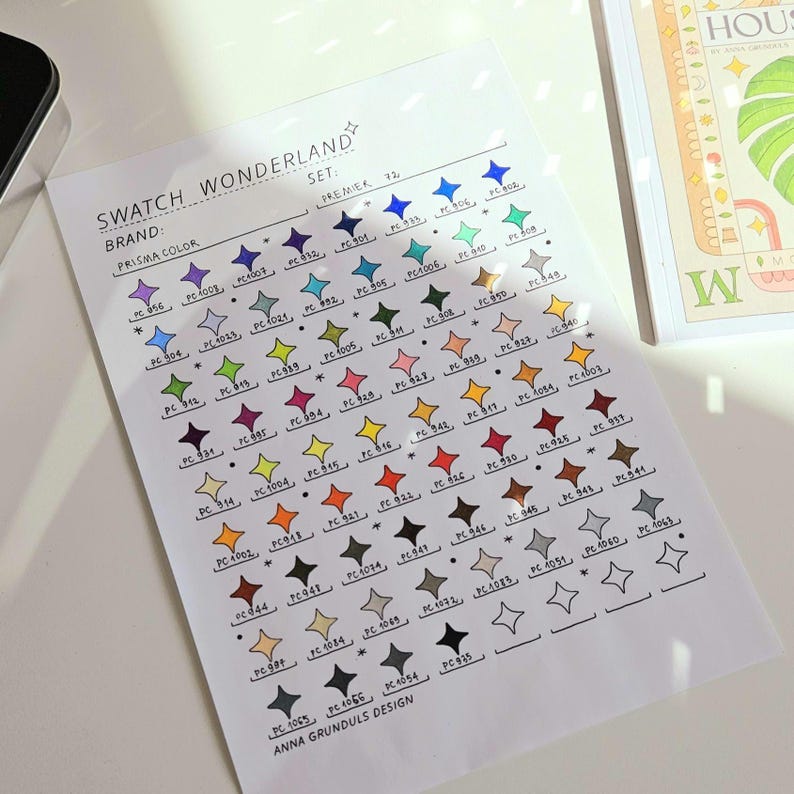 Tablas de muestras de color imprimibles para lápices, marcadores y ...