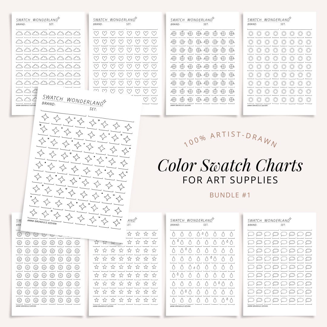 Printable Color Swatch Charts for Pencils, Markers and Art Supplies, 10 ...