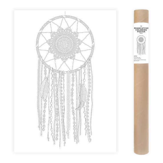 Large Dream Catcher Poster Adult Coloring Poster Boho Dream | Etsy