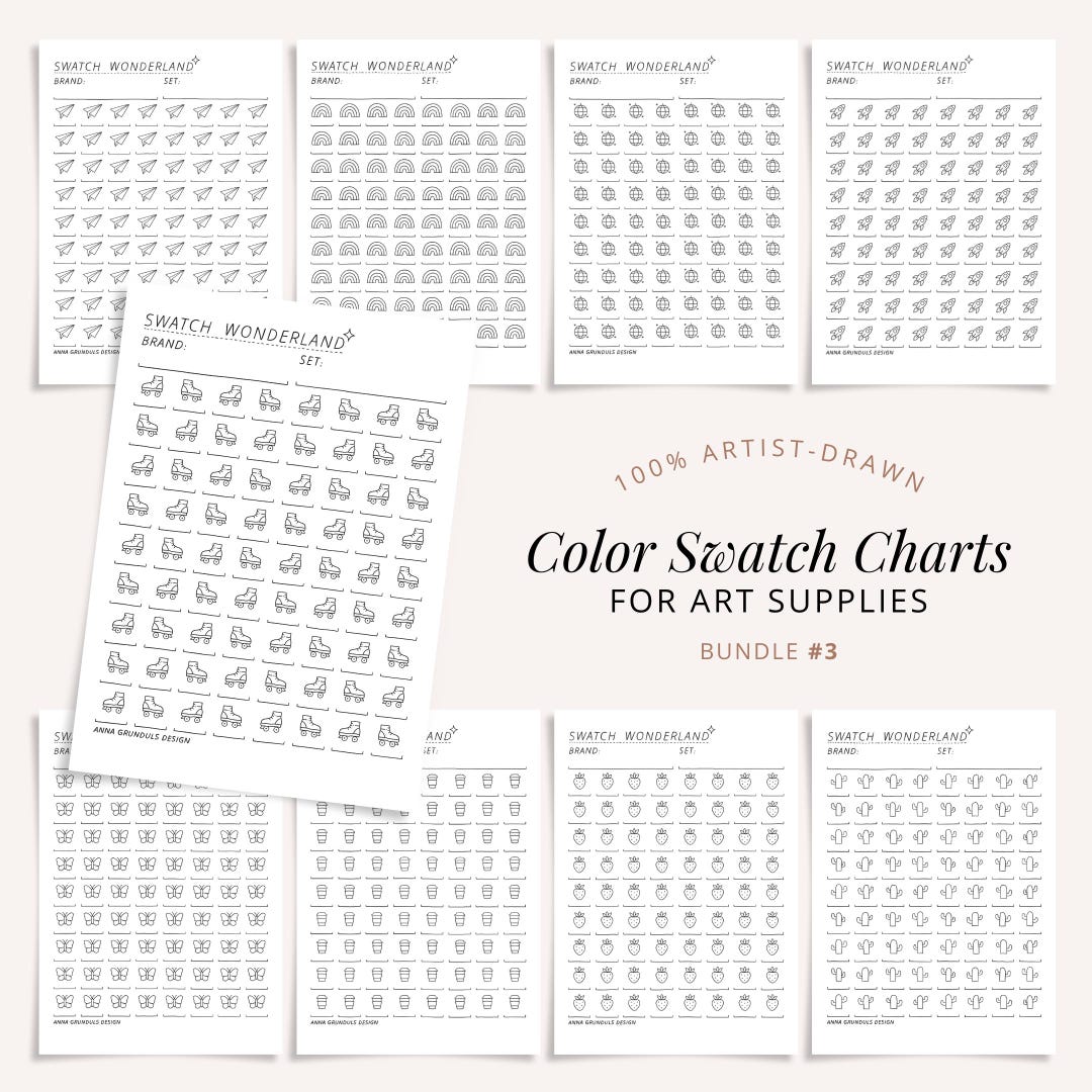 Printable Color Swatch Charts for Pencils, Markers and Art Supplies, 10 ...
