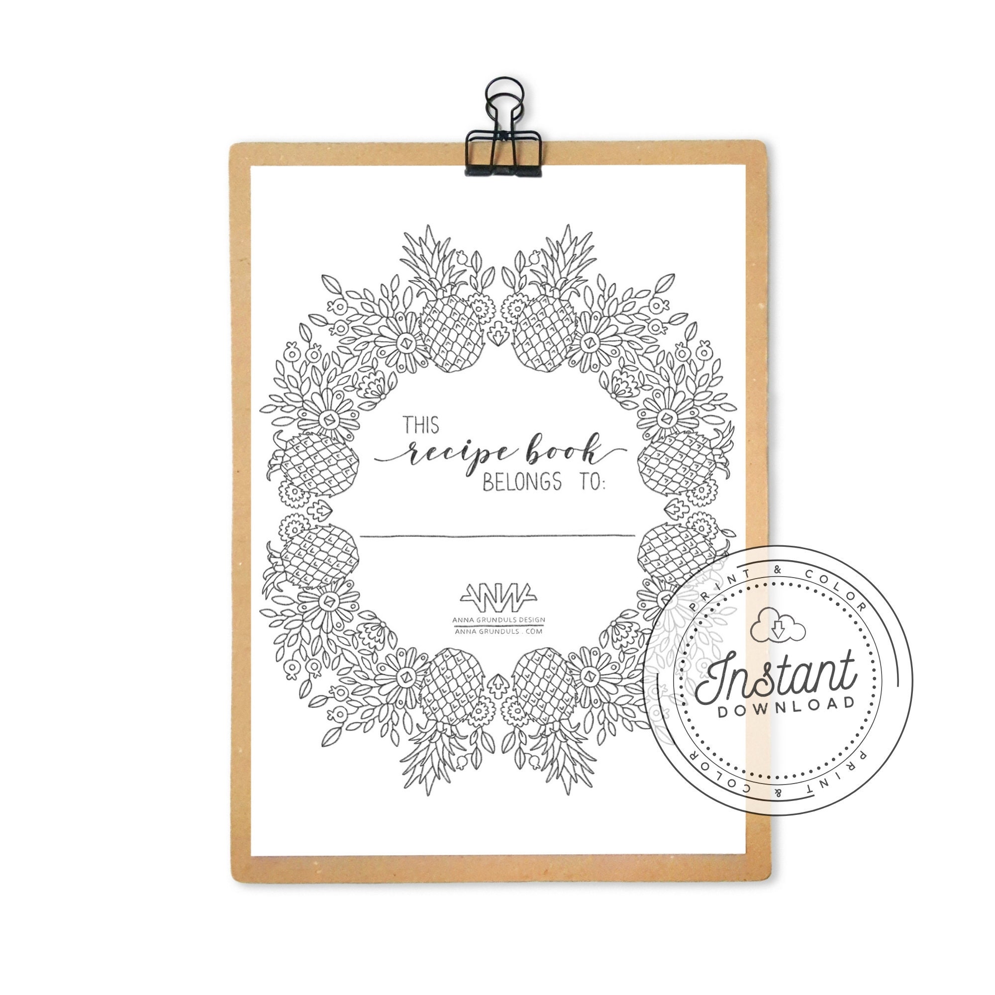 Recipe Binder Printable Kit Recipe Book Printable Blank DIY | Etsy