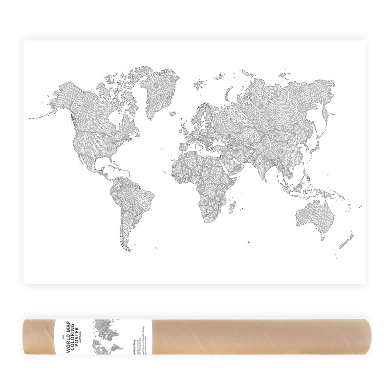 Coloring World Map - Etsy
