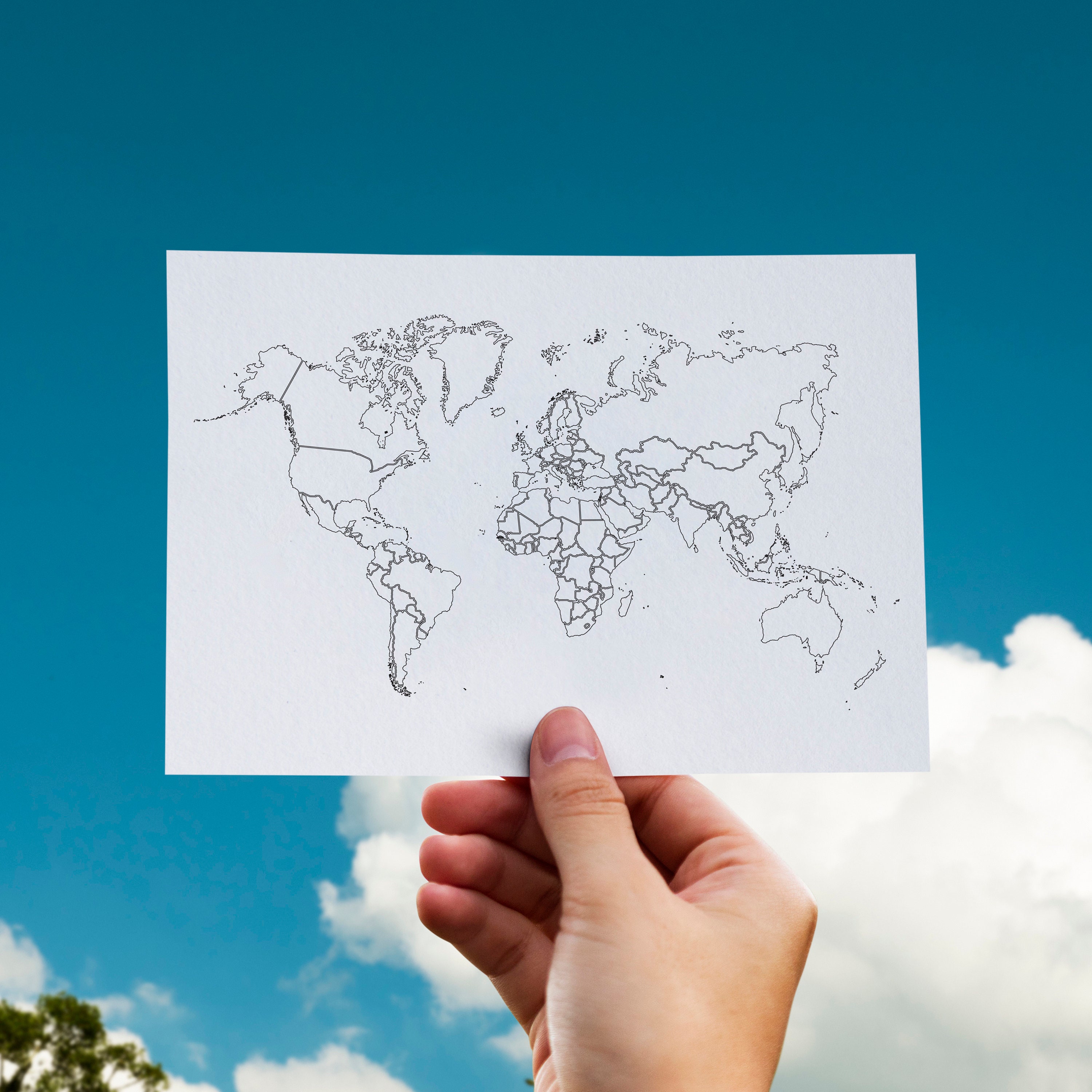 Set of 5 White World Map Postcard Modern Map Illustration - Etsy