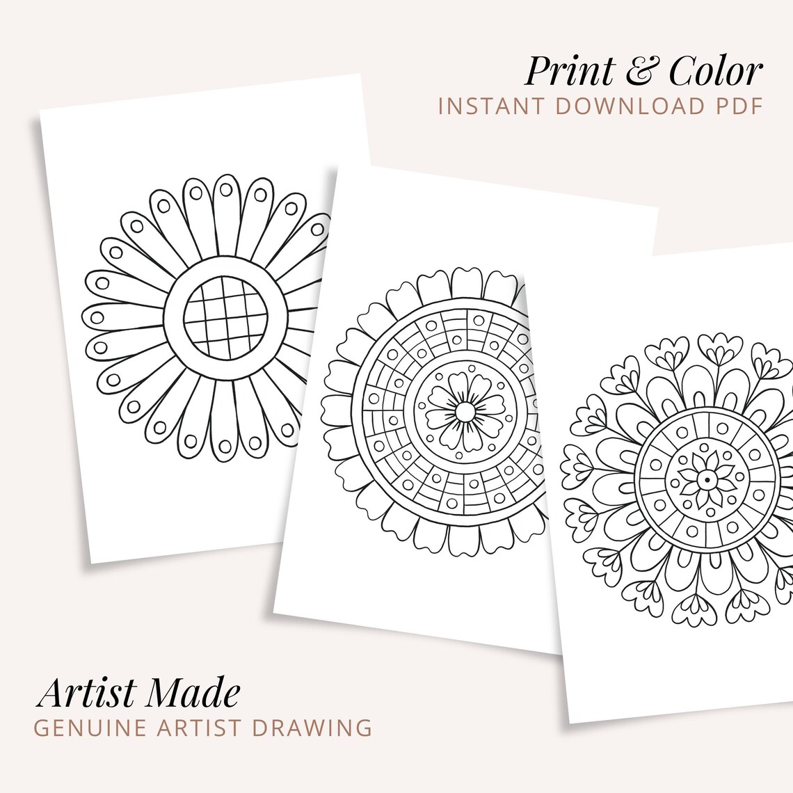 Floral Coloring Pages Easy and Bold, Cute, Cozy, Comfy and Relaxing ...