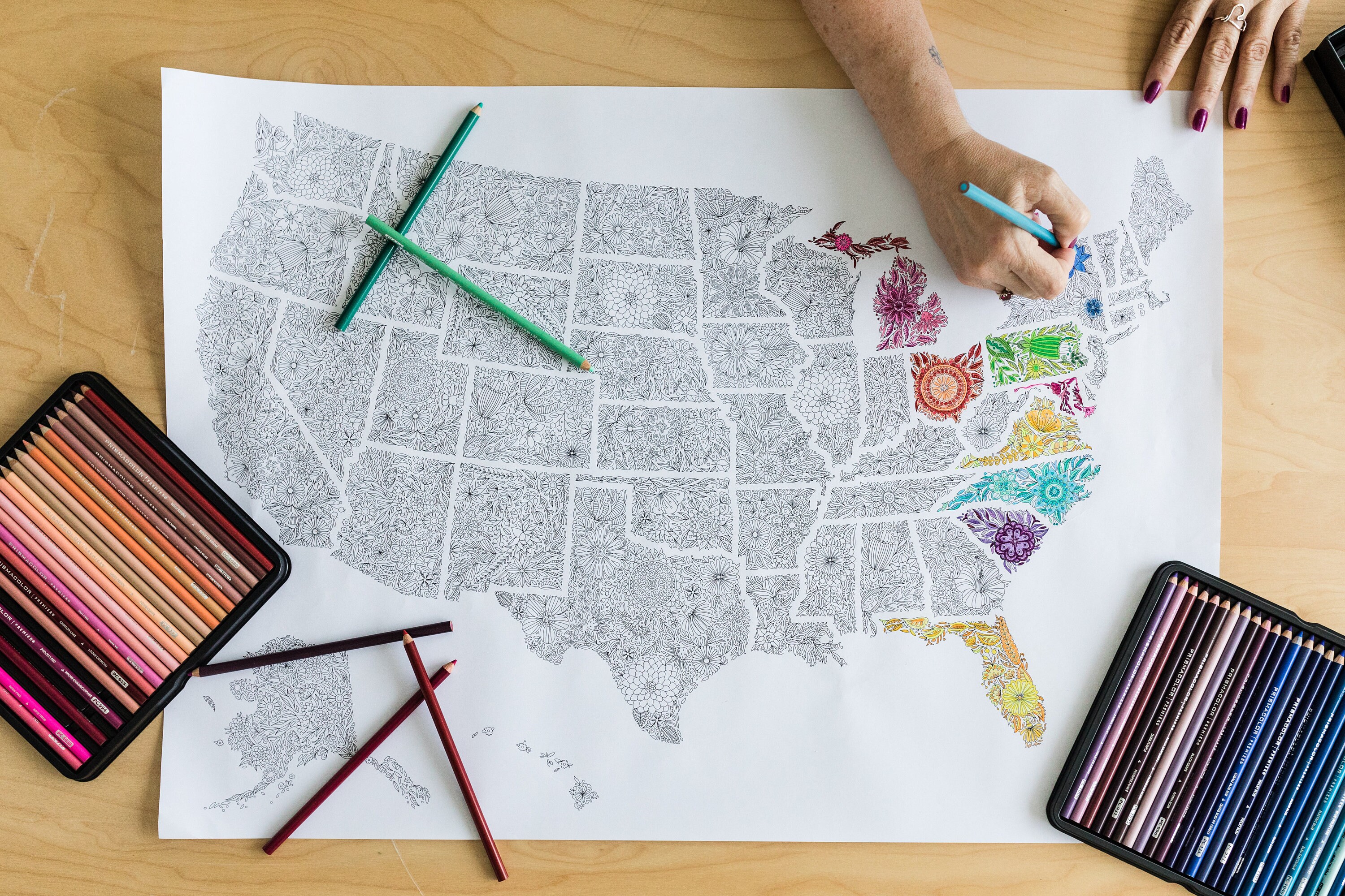 USA Travel Map Poster, US Map to Color In, Us Travel Map Coloring ...