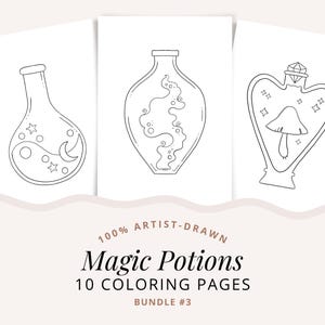 Potion Bottles Coloring Pages Printable, Magic Coloring Book Bold and ...