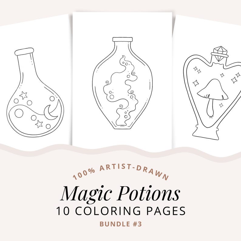 Potion Bottles Coloring Pages Printable, Magic Coloring Book Bold and ...