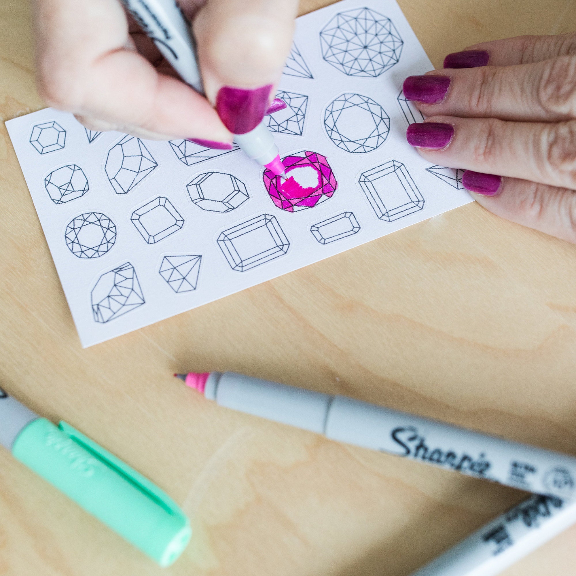 Big Diamond Coloring Stickers Passion Planner Stickers | Etsy