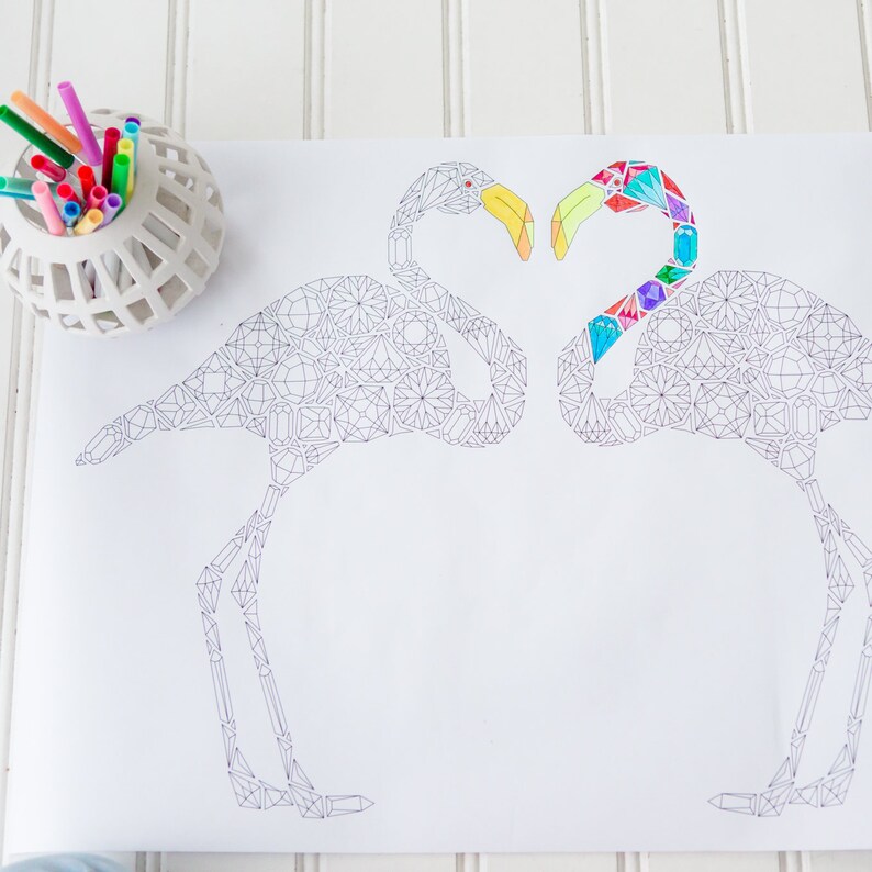 Flamingo Coloring Page, Adult Coloring Page, Giant Coloring Page ...