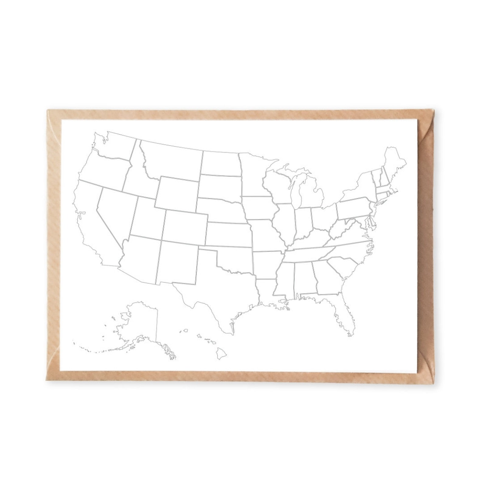 Set of 5, USA Travel Map Postcard, USA Map Postcard, US Travel Map ...