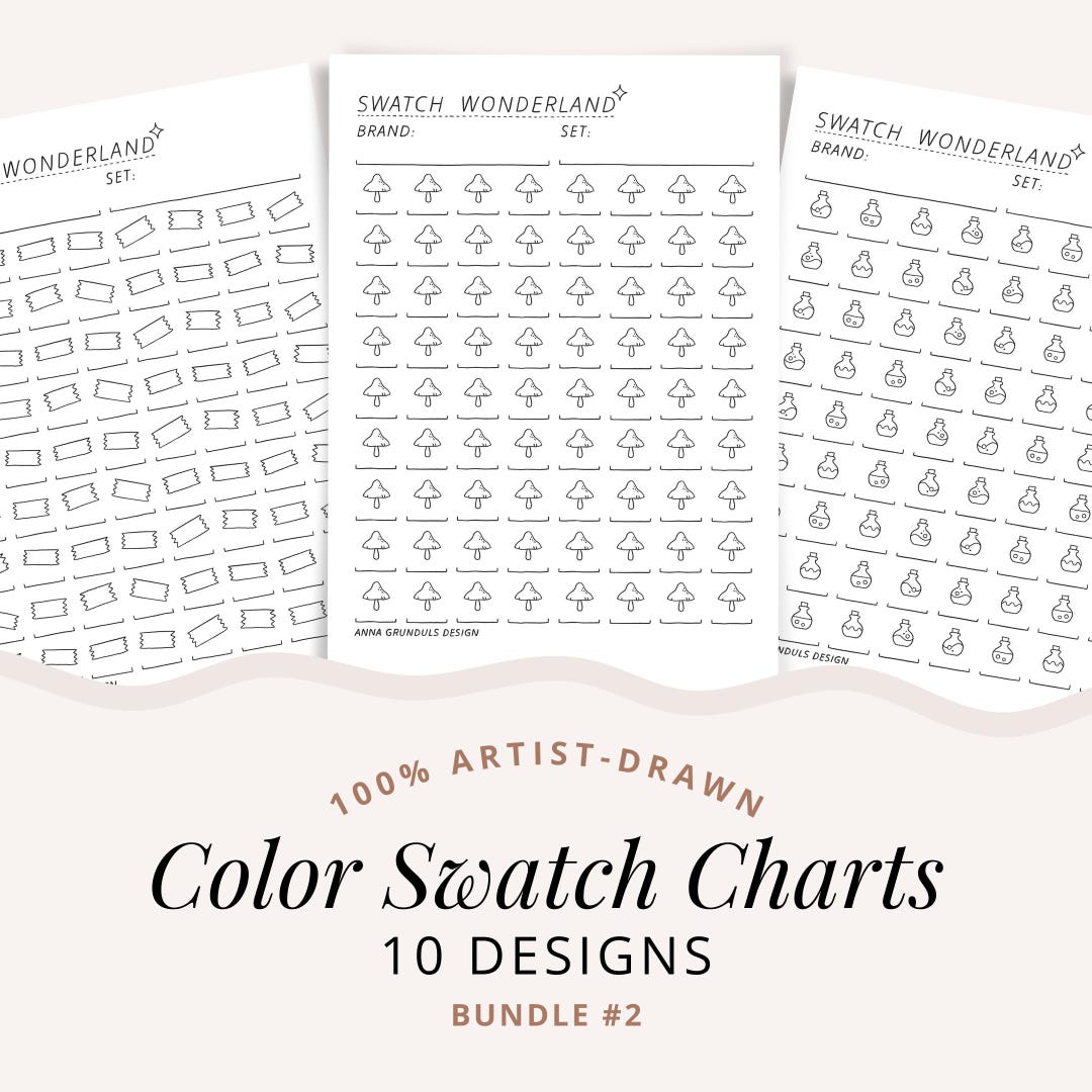 Printable Color Swatch Charts for Pencils, Markers and Art Supplies, 10 ...