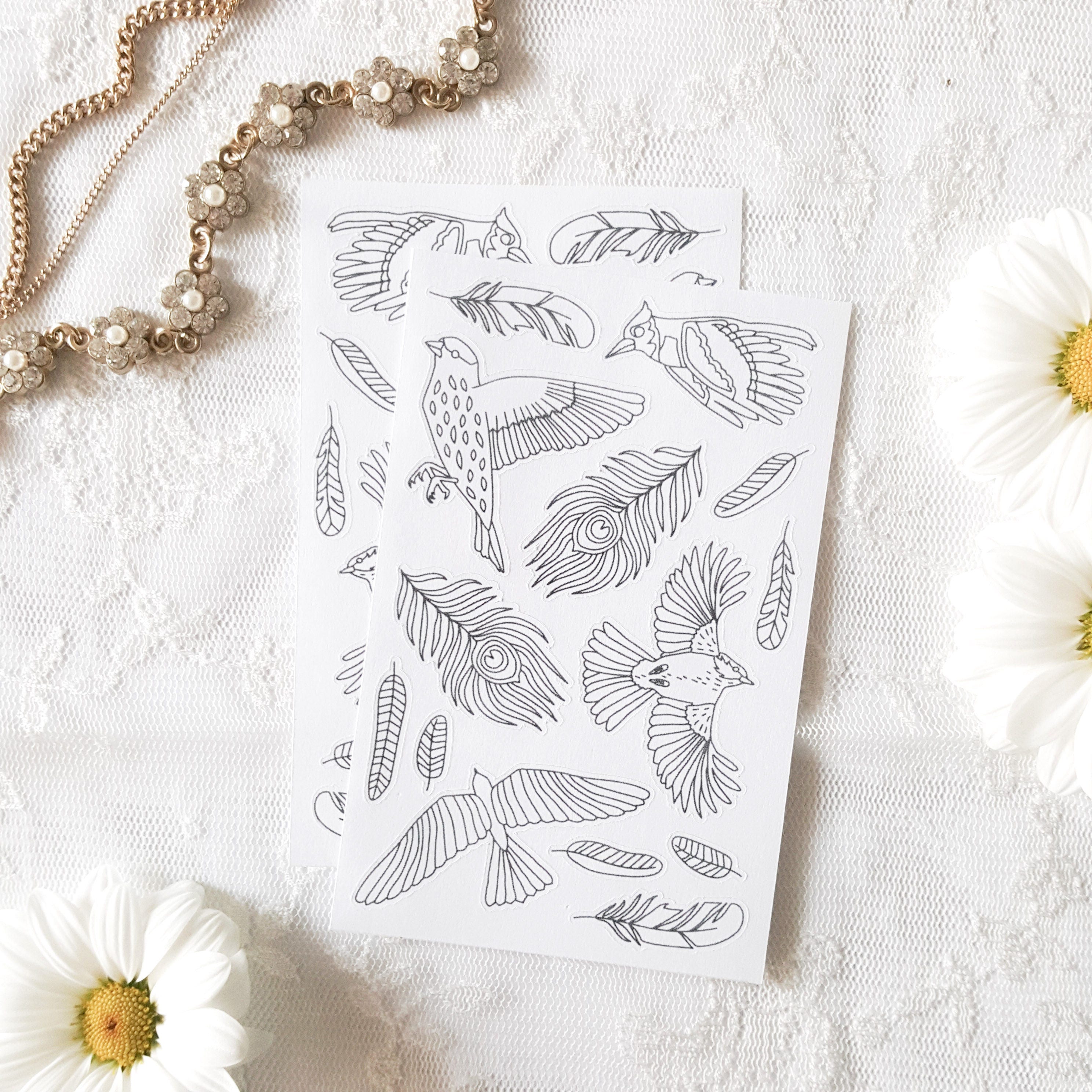 Feather Coloring Stickers, Passion Planner Stickers, Feather Stickers ...