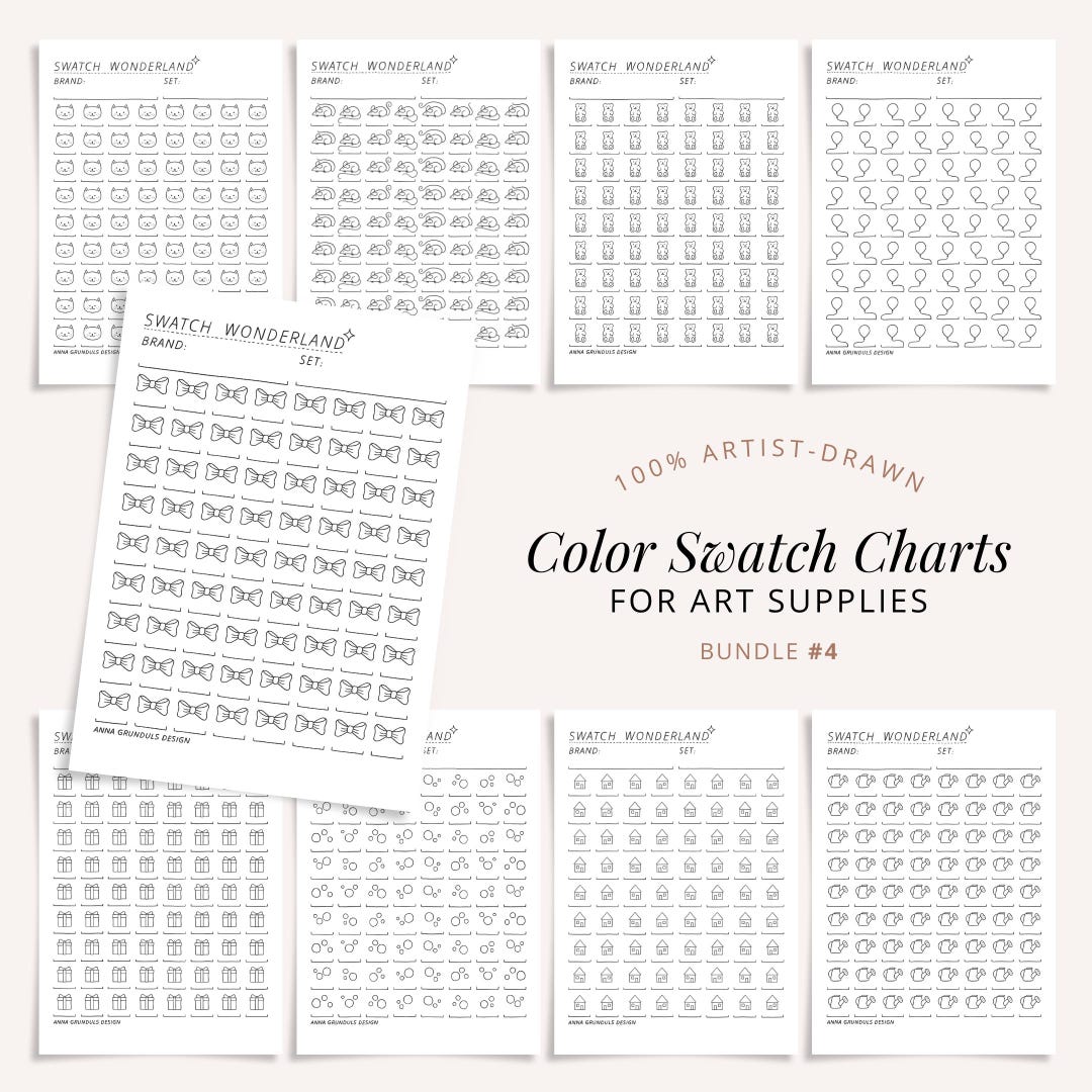 Printable Color Swatch Charts for Pencils, Markers and Art Supplies, 10 ...